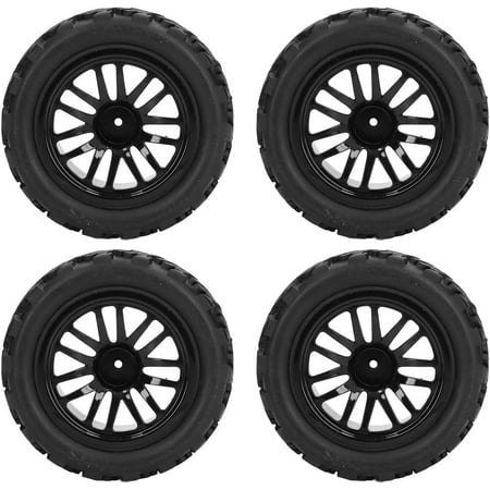 4pcs RC Tires and Wheel Rims Set, Micro Crawler Tires with Combiners Nuts Replacement for 1/8 1/ ...