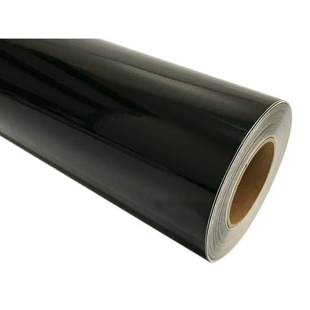 24" x 20 ft Roll of glossy Black Repositionable Adhesive-Backed Vinyl ...