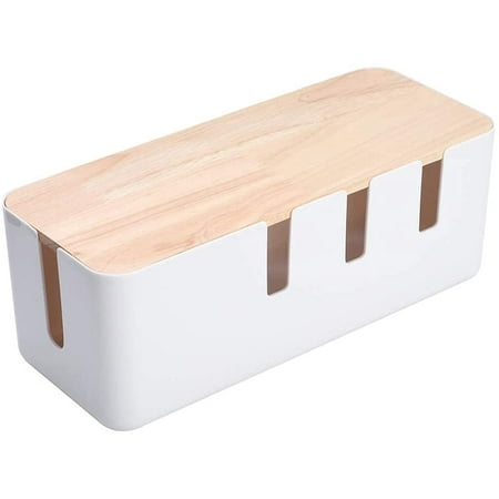 Cable Storage Box, Cable Organizer with Wooden Lid for TV Computer ...
