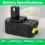 Huajiang Tech Replacement Battery 18V Lithium-Ion, 8.0Ah Capacity, 2 ...