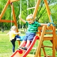 Wooden Swing Set with Slide,Kids Swing Playset with Stand,Heavy Duty ...