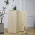 3 Panel Beige Freestanding Short Room Divider Screen for Small Space ...