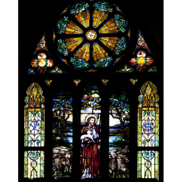 Print: Tiffany Stained Glass Window In Sanctuary, First Baptist Church ...