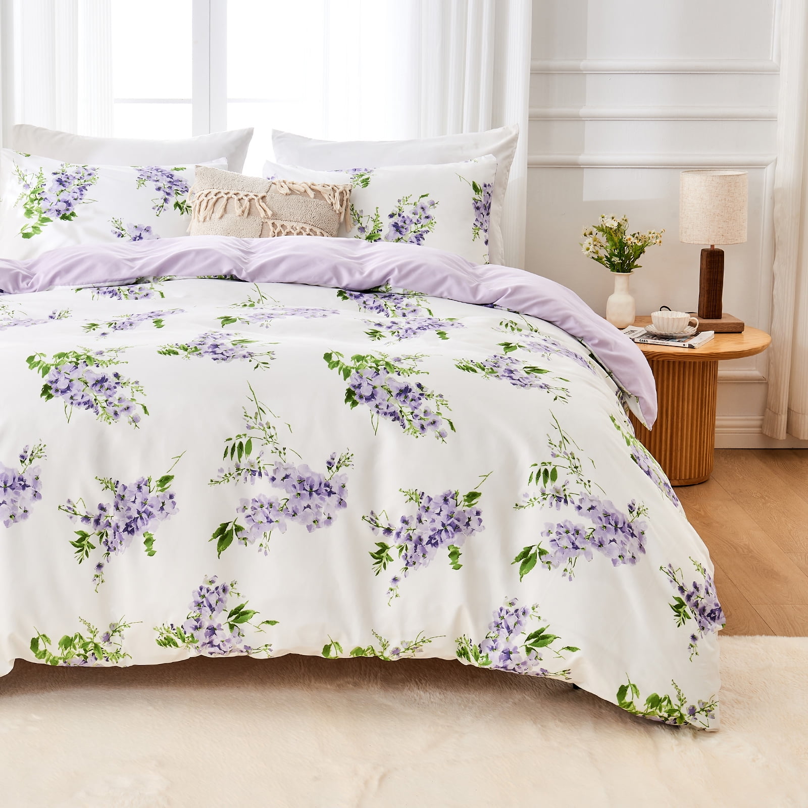 Hitime Queen Duvet Cover Set, Soft & Breathable Microfiber 3 Pieces ...