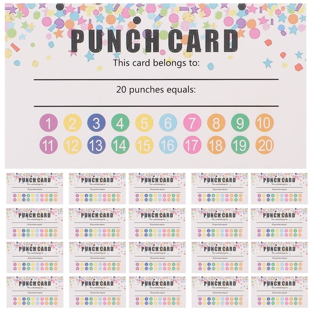 50 hojas de tarjetas perforadas de dibujos animados, tarjetas de ...