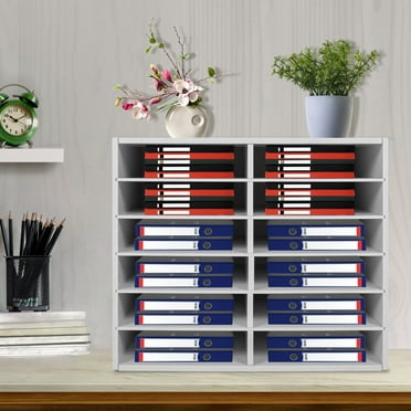 AdirOffice Wooden Adjustable Literature Organizer, 12 Compartment ...