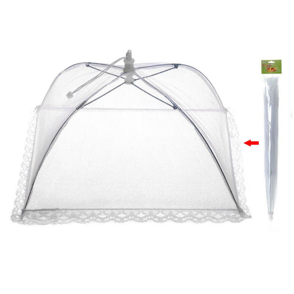 16-inch Folding Removable Gauze Net Food Cover with White Lace Edging ...