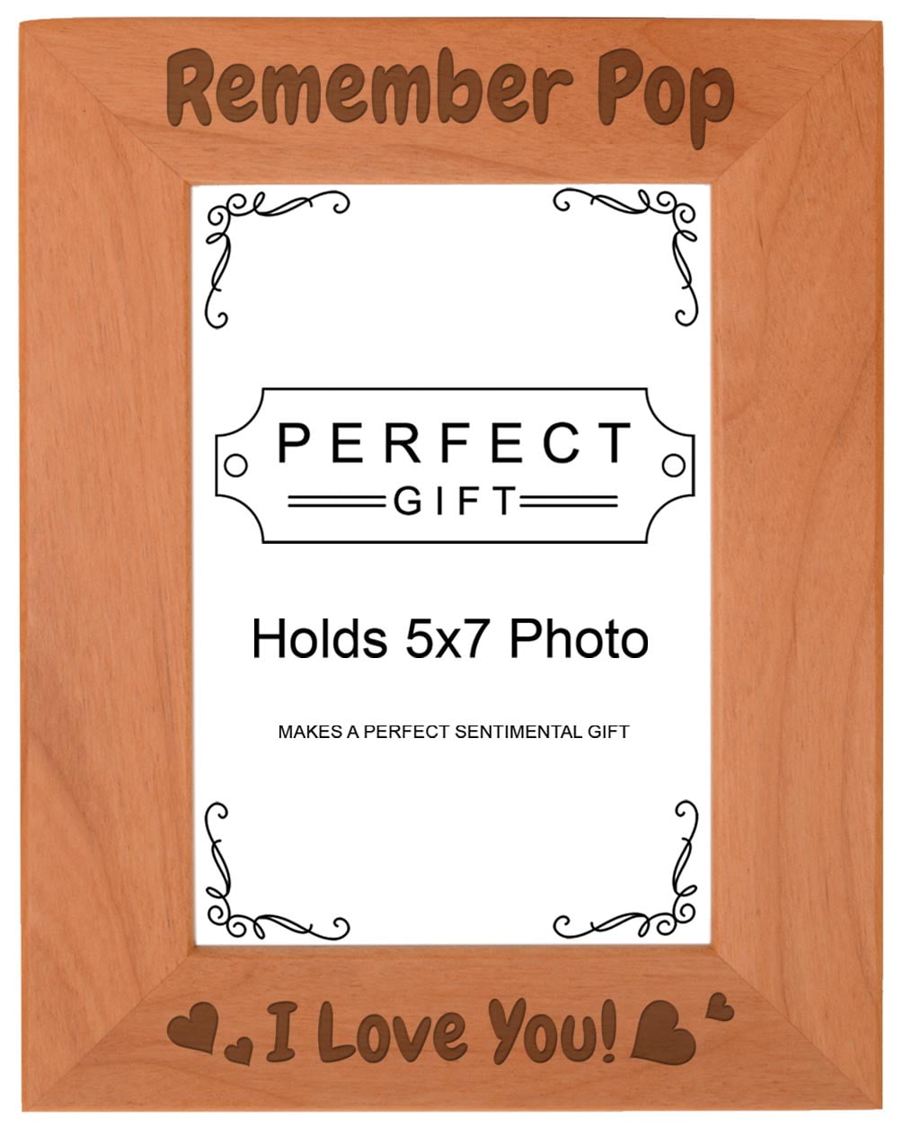 ThisWear Gift for Pop Remember Pop I Love You Wood Engraved Portrait 5x7 Photo Frame - Walmart.com