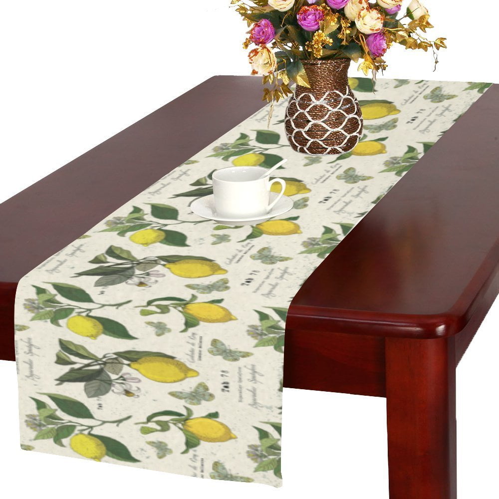 MYPOP Summer Fruit Lemons Table Runner Placemat 16x72 inches, Vintage ...