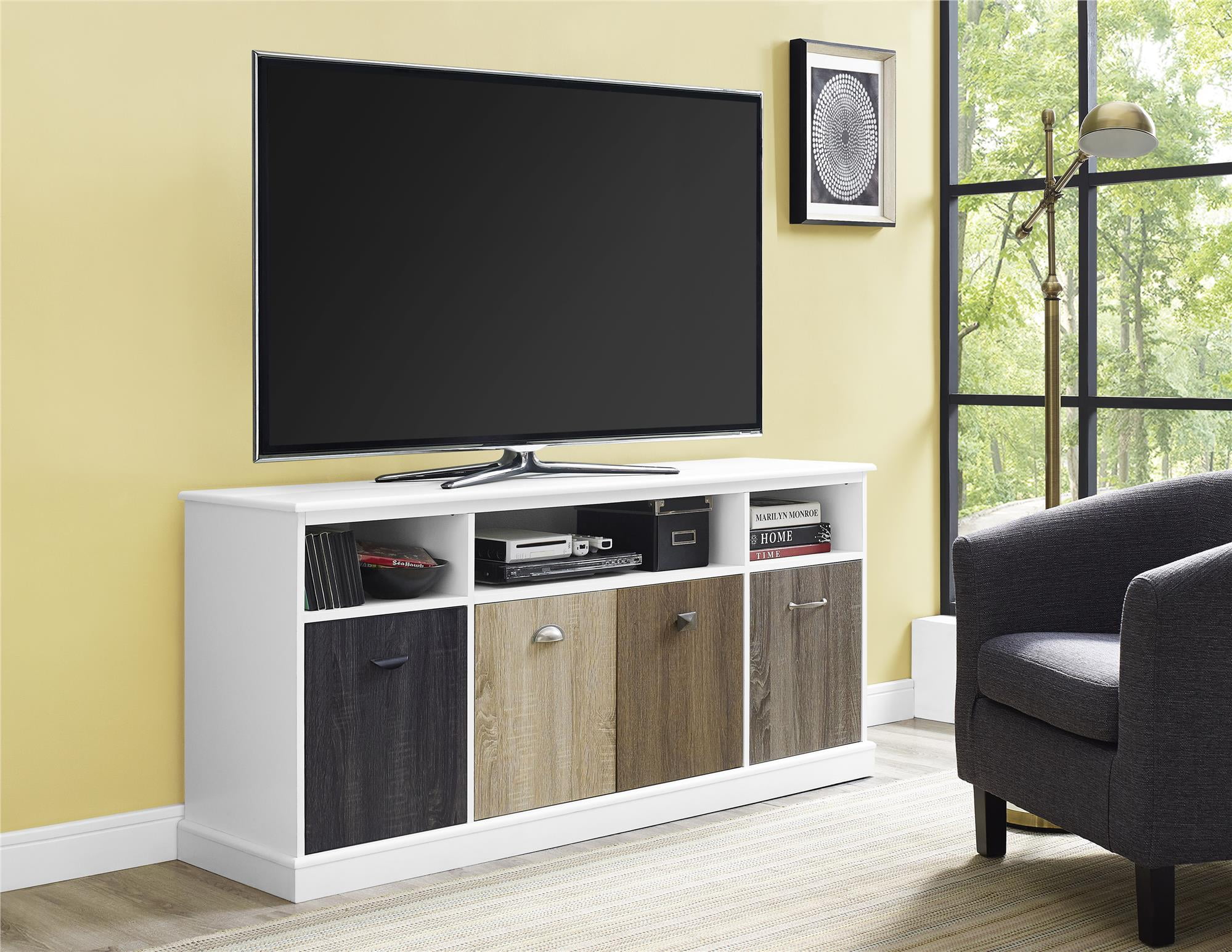 Ameriwood Home Mercer 60" TV Console with Multicolored Door Fronts ...