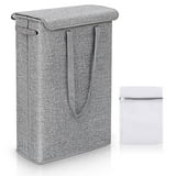 Lavish Home Two-Sided Fabric Laundry Hamper with Lid and Handles, Gray ...