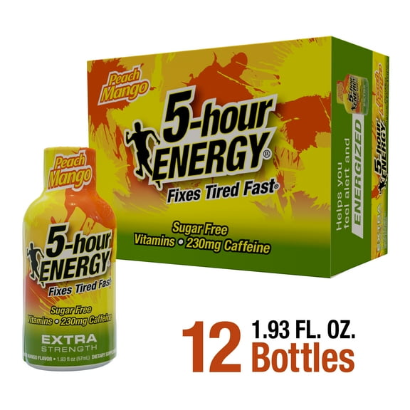 5-hour ENERGY® Extra Strength Energy Shot, Peach Mango Flavor, Sugar-free, 1.93 oz, 12 Count ...