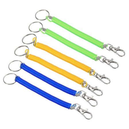 Uxcell 6.7" Spiral Retractable Spring Coil Keychain, 6 Pack, Green ...