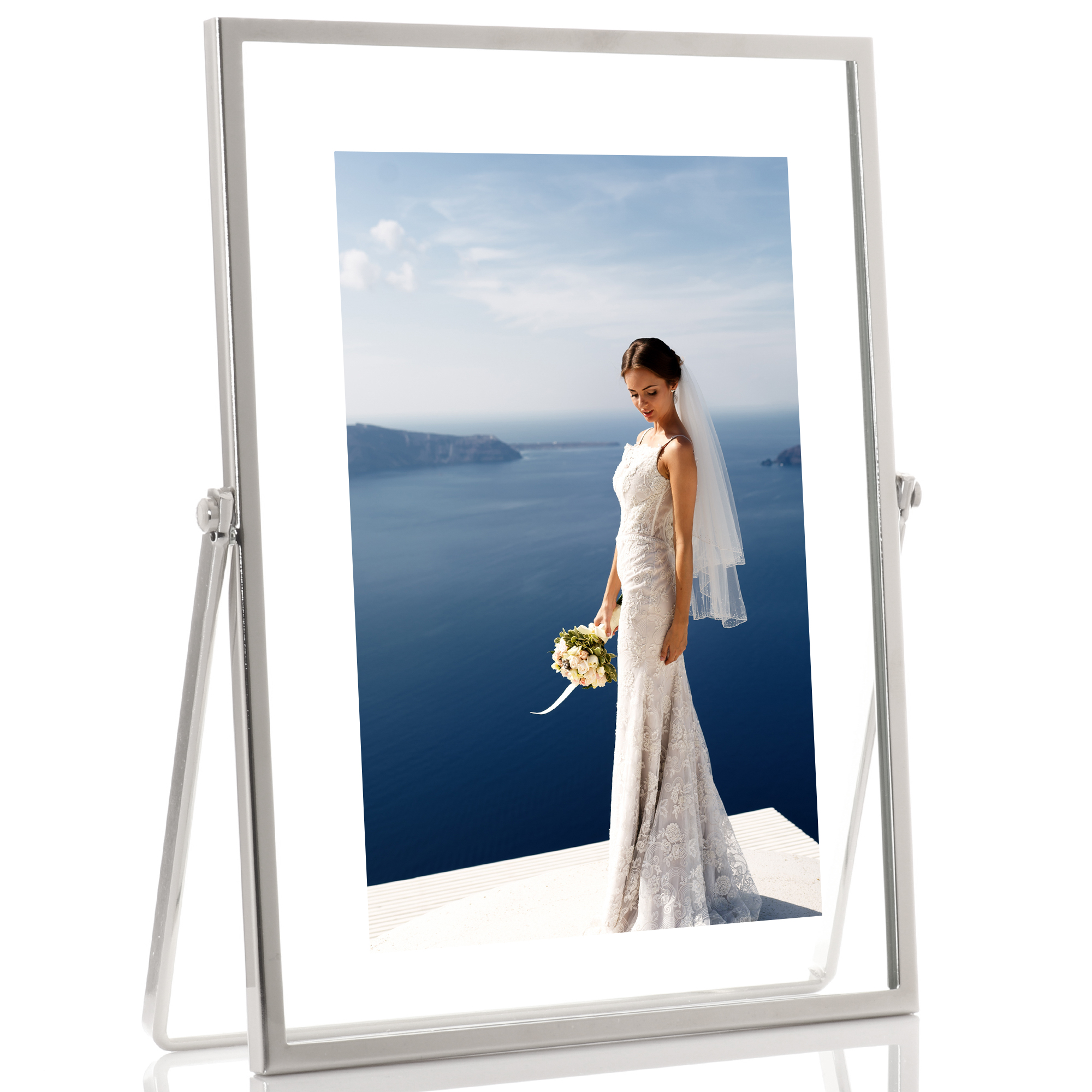4x6 Silver Metal Easel Float Picture Frame - Walmart.com