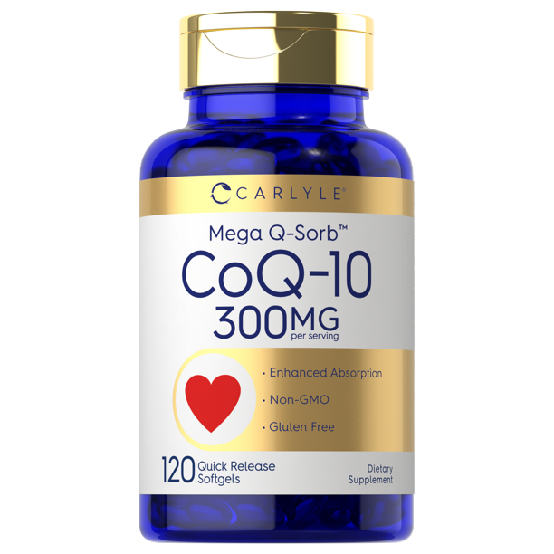 CoQ10 300mg | 120 Softgels | Mega Q-Sorb Coenzyme Q-10 | by Carlyle ...