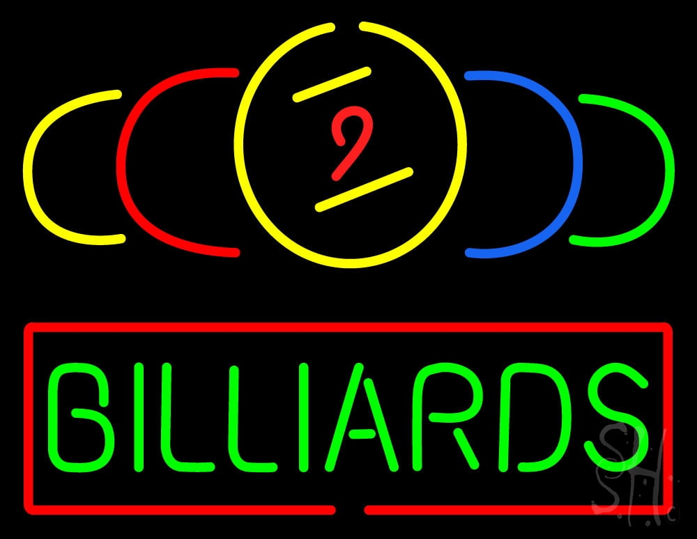9 Ball Billiards LED Neon Sign 24" Tall x 31" Wide - inches Black ...