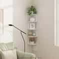 Furinno Rossi 5-Tier Wall Mount Floating Radial Corner Shelf, White ...