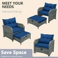 5-Piece Wicker Outdoor Patio Set with Nesting Ottomans, PE Rattan ...