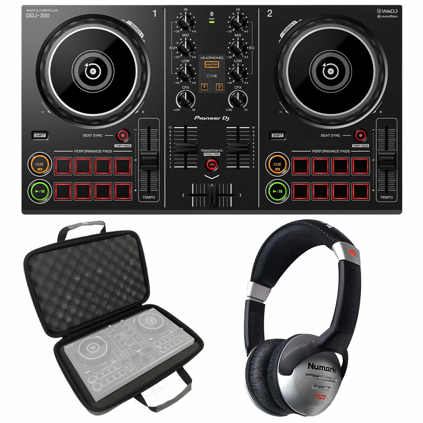 Pioneer DJ DDJ-200 Smart DJ Controller with DJ Headphones & Case ...