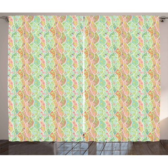 Ambesonne Teal and Turquoise Curtains 2 Panel Set, Leaf Nature, 108" x ...