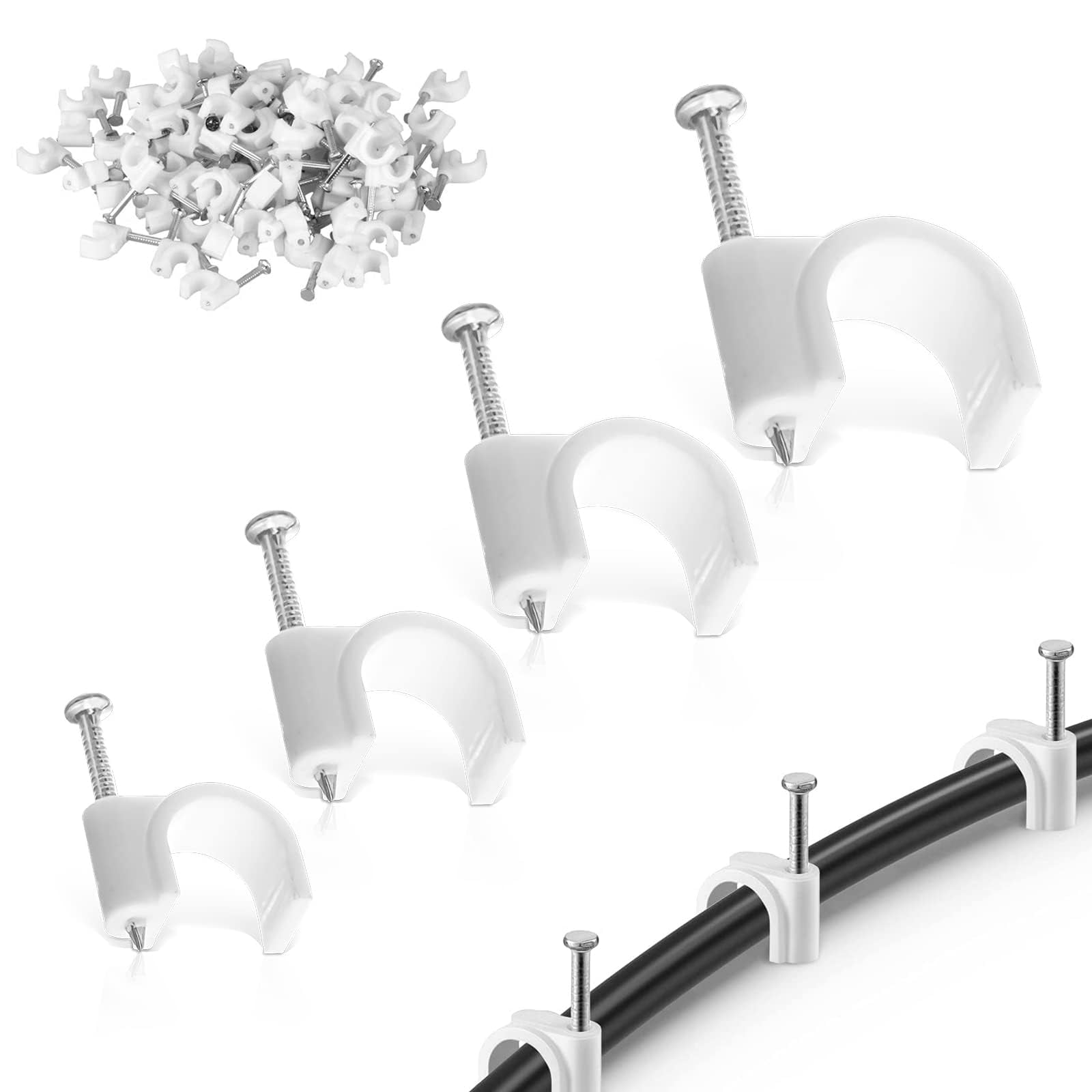 Click here for Unbranded 400 Plastic Cable Clips With Steel Nails... prices