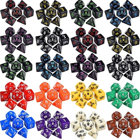 Opaque Colors Polyhedral 7-piece Rpg Dice Set D4 D6 D8 D10 D% D12 D20 ...