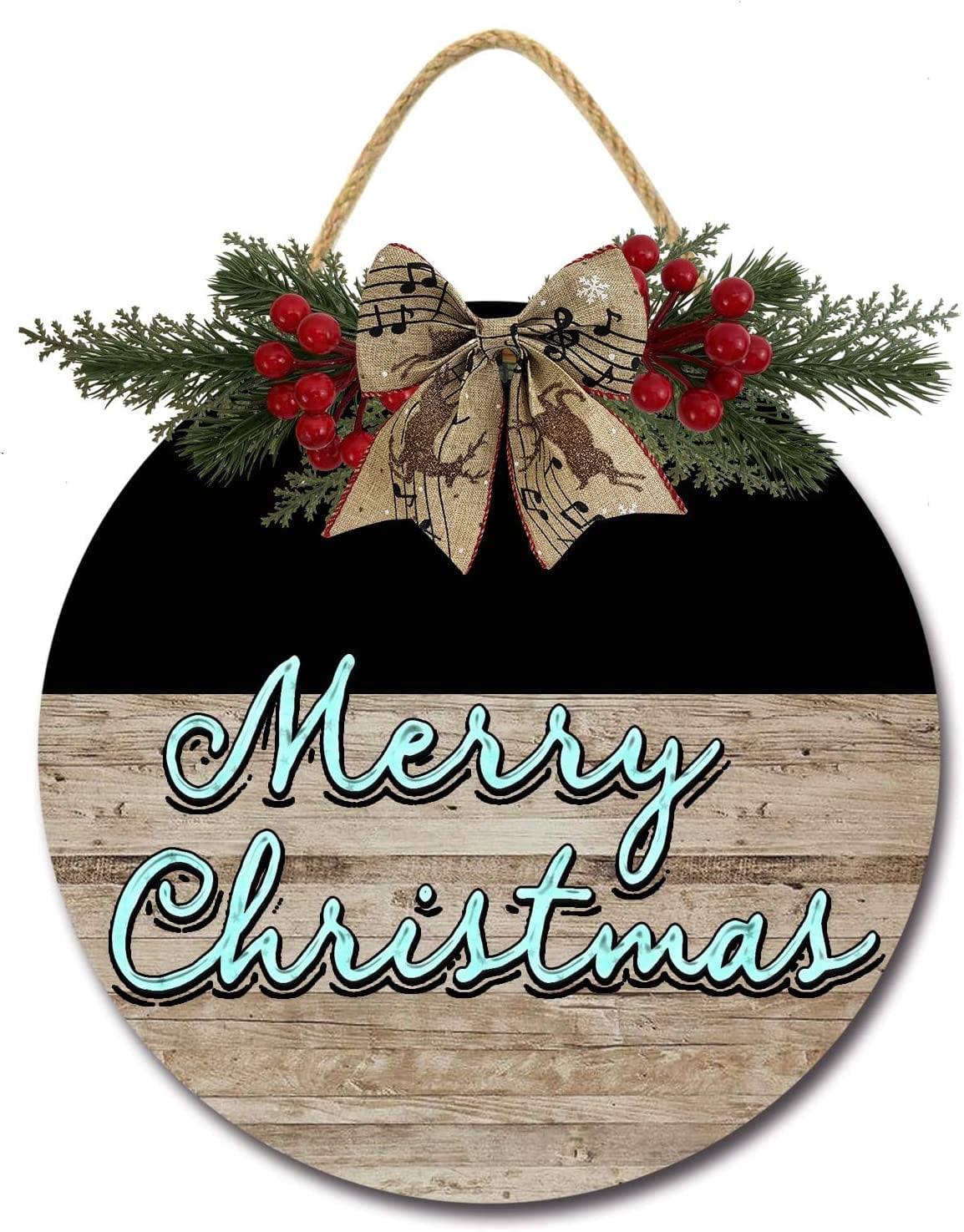 Eveokoki 12" Christmas Decorations Wreath, Christmas Wooden Hanging ...