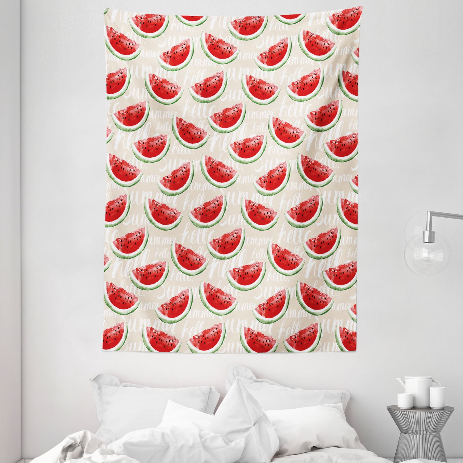 Fruits Tapestry, Watercolor Fresh Watermelons Yummy Summer Food Harvest ...