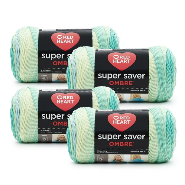 Red Heart® Super Saver® Ombre™ #4 Medium Acrylic Yarn, Seaside 10oz ...