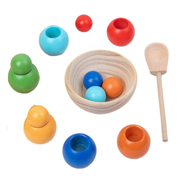 Rainbow Balls in Cups Montessori Toy Juguetes de educación temprana ...