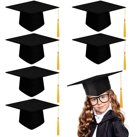 NETSENG6 Pieces Black Graduation Cap Kid Grad Cap with Tassel ...