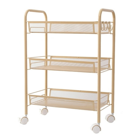 3-Tier Mesh Wire Rolling Cart Multifunction Utility Cart Removable ...