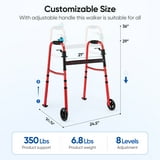Verpal Compact Foldig Walker with 5" Wheels, Adjustable Lightweight ...
