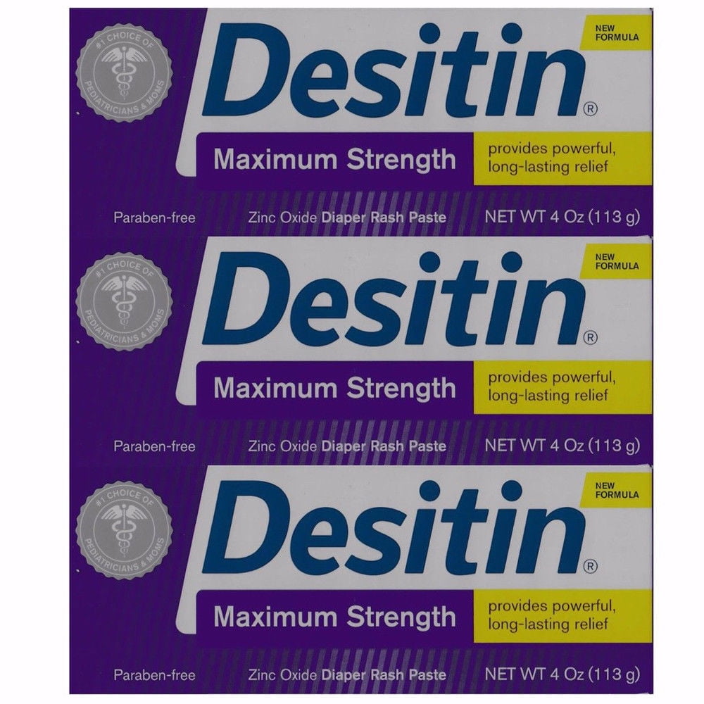 3 PACK - Desitin Maximum Strength Paste Zinc Oxide Diaper Rush 4 Oz ...