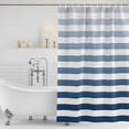 Blue Stripe Shower Curtain Set with Hooks, Gradient Water Repellent ...