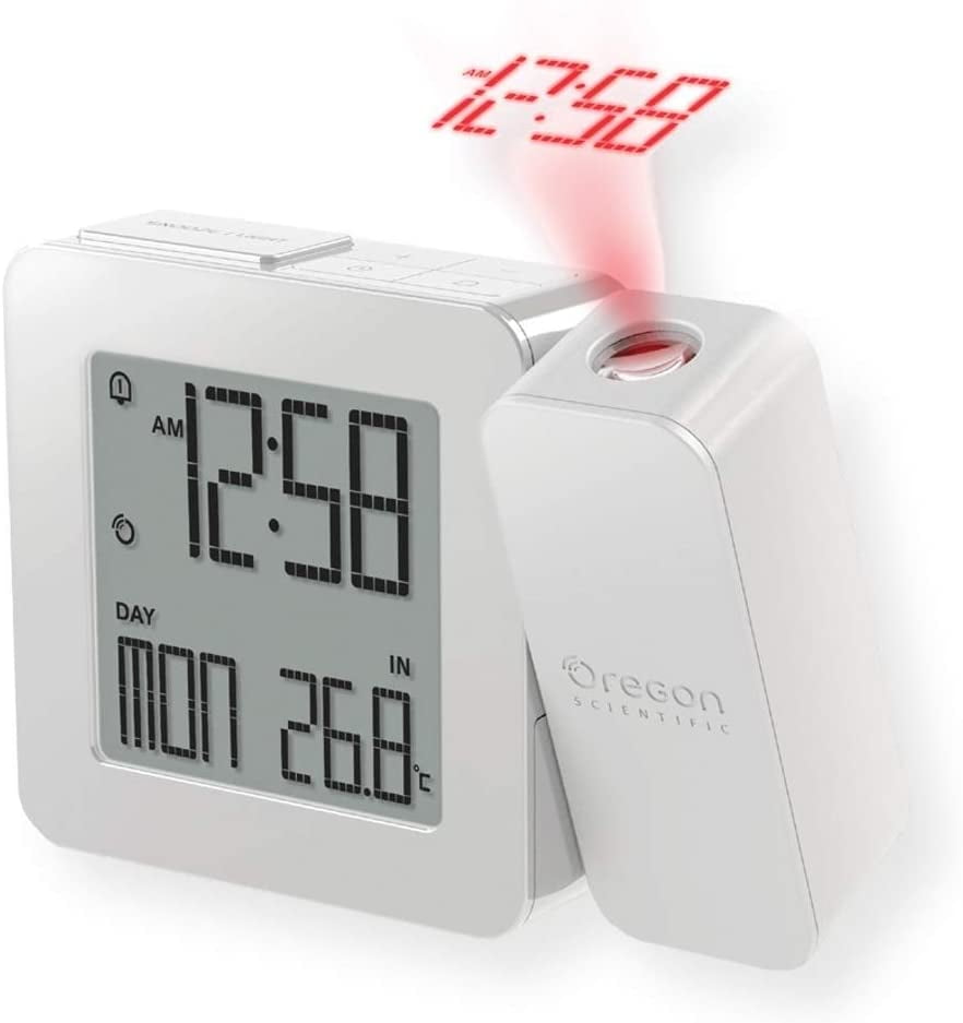 Oregon Scientific Projection Atomic Clock Indoor Temperature, White ...