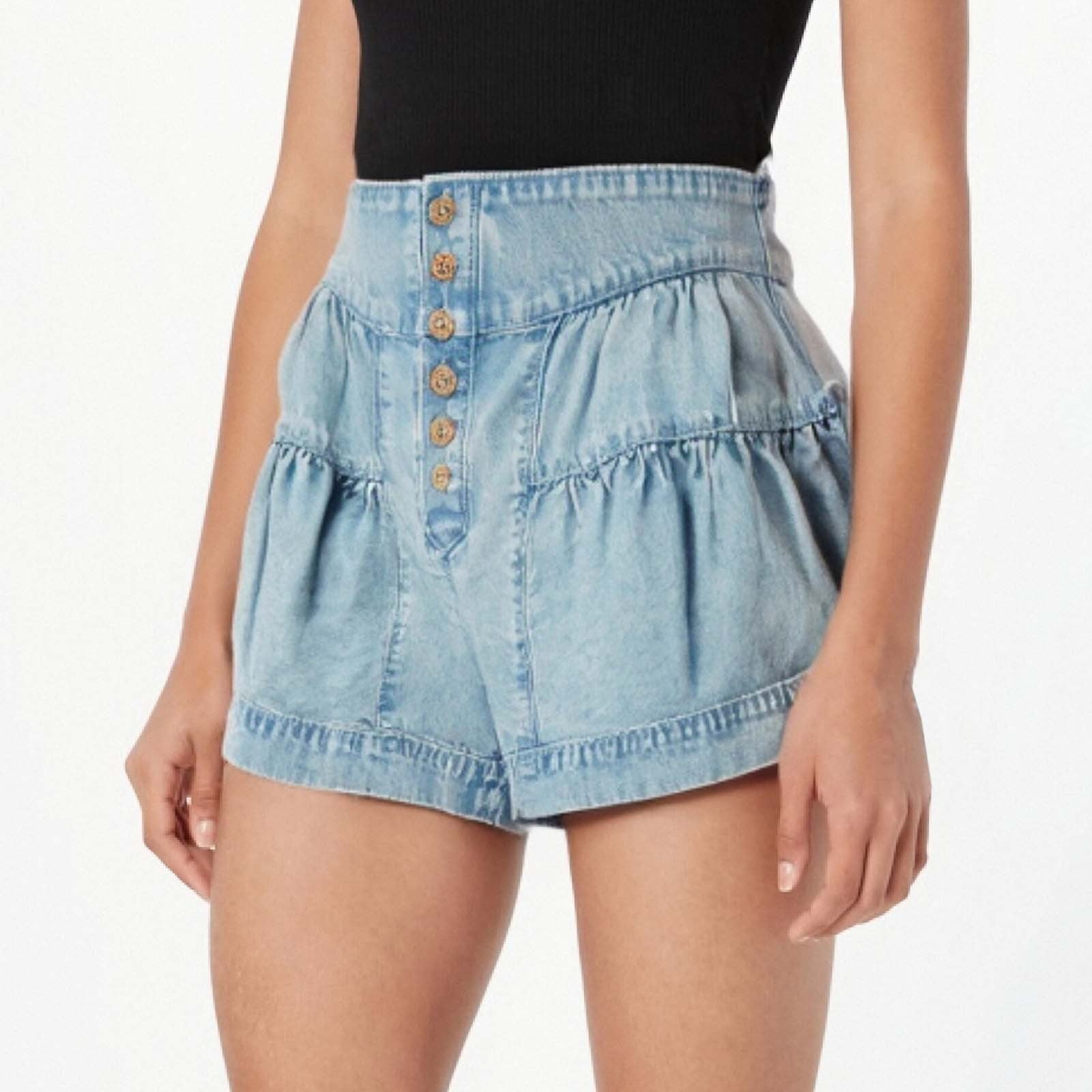 Click here for Xiaowwww Frilled Denim Shorts For Women Summer Cas... prices