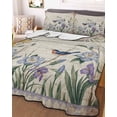 96x106in Quilt Bedding Set, Spring Birds Blue Purple Flowers Leaves ...