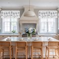 Black Poppy 2 Panels Kitchen Valance, Leaves Modern Watercolor Floral ...