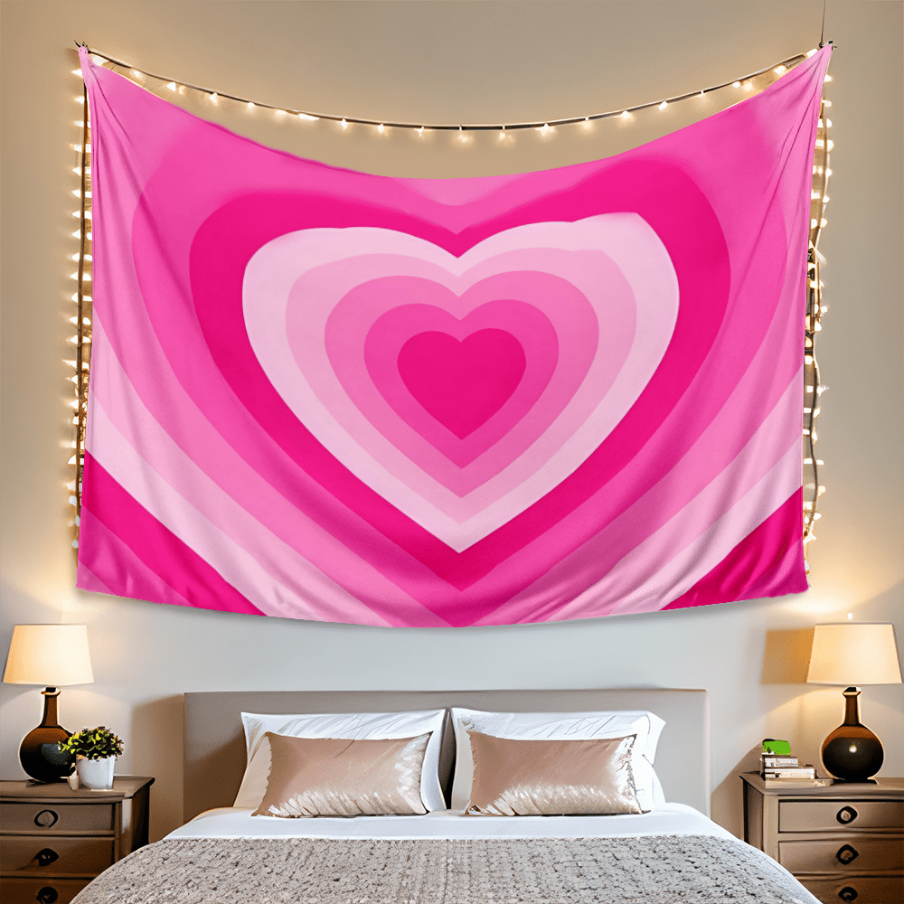 Aesthetic Tapestry For Girl Bedroom, Heart Shaped Hippie Wall Decor ...