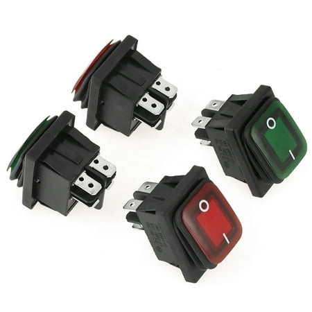 4 Pcs /Set Black Rocker Switch, Indicator Light 4 Pin 2 Position Switch ...