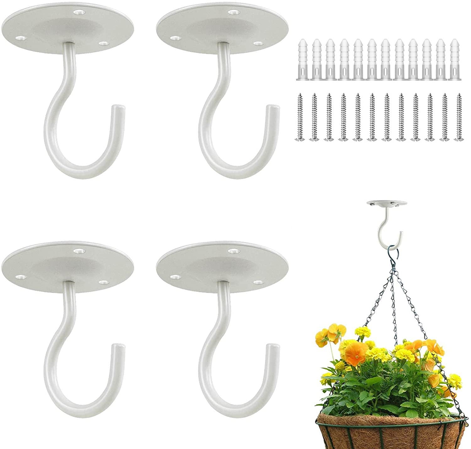 Ceiling Hooks for Hanging Plants - Metal Plant Bracket Iron Wall Mount ...