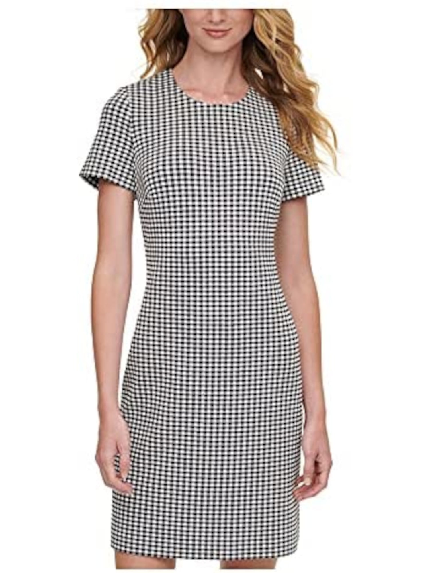Calvin Klein Womens Gray Stretch Zippered Unlined Houndstooth Short