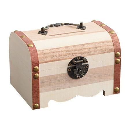 Large Wooden P iggy Bank Safe Money Box Savings With Lock Wood Carving ...