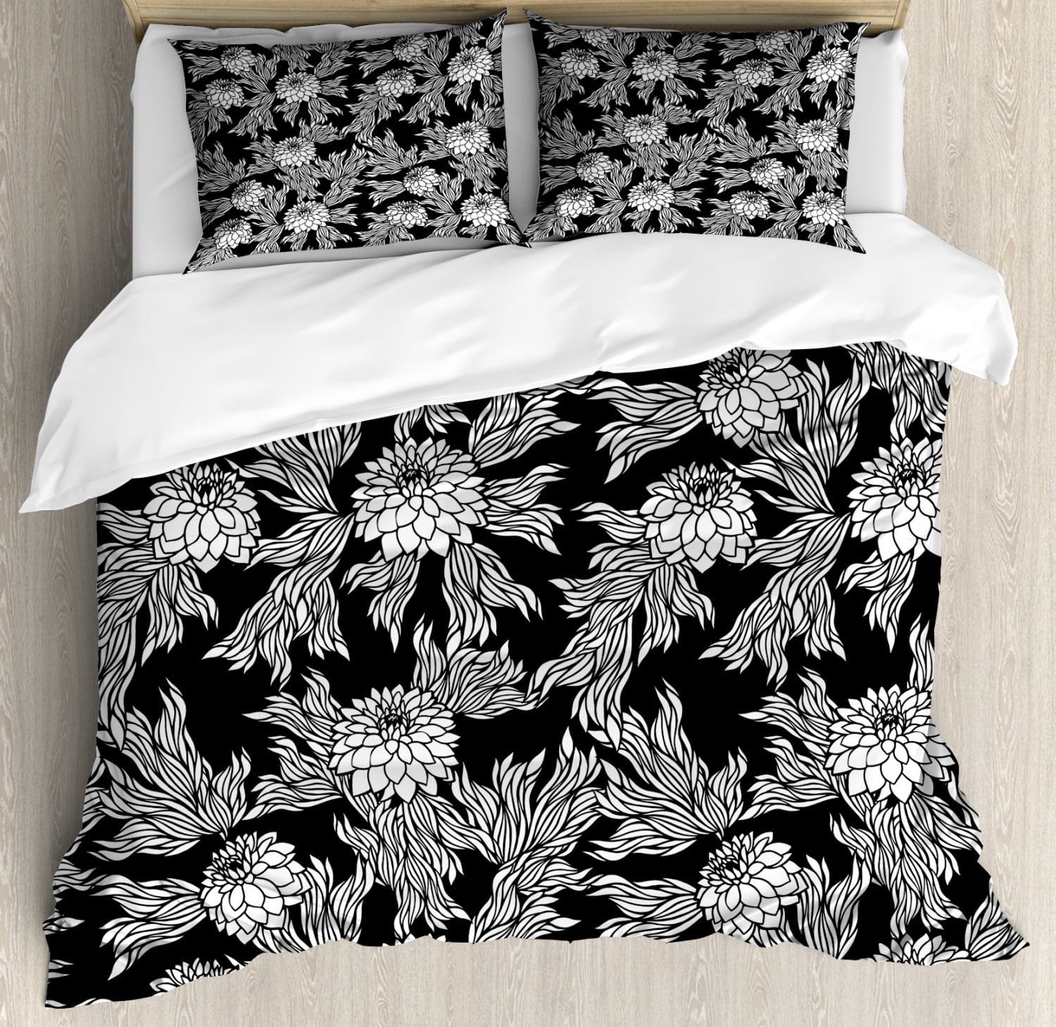 Aster Duvet Cover Set Queen Size, Retro Composition of Spring Blooms ...