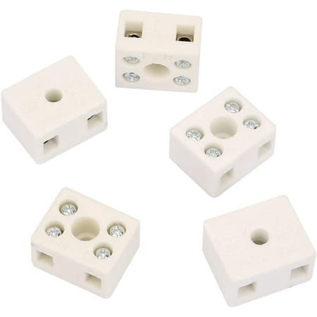 5 Pieces 5 Holes Ceramic Terminal Block 10A/250V, Ceramic Porcelain ...