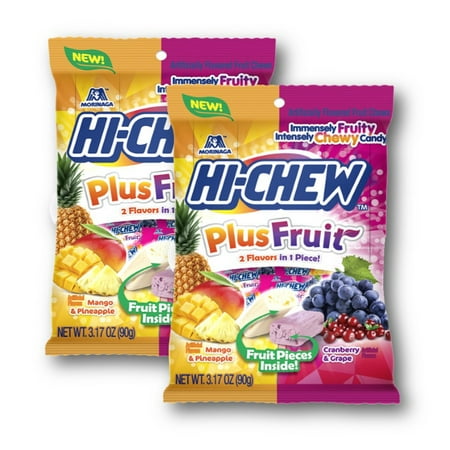 Hi-Chew Plus Fruit Mix Chewy Fruit Candy in Peg Bag 3.17 Oz. (Pack of 2 ...