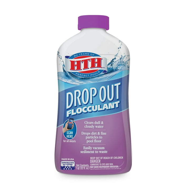 HTH Drop Out Flocculant for Pools, Drops Particles Overnight, 1 Qt ...