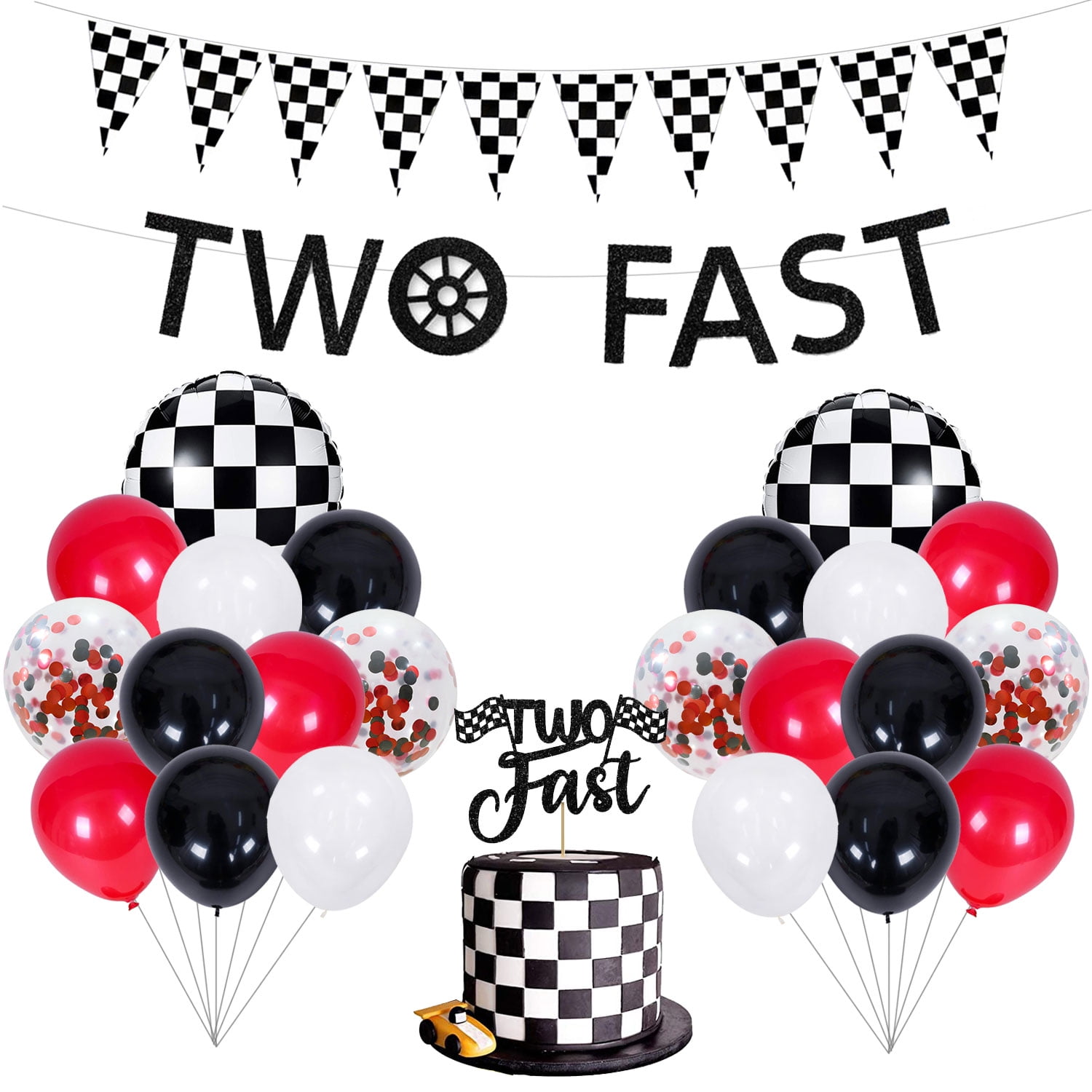 Two Fast 2nd Birthday Party Supplies, Racing Car Theme Party ...