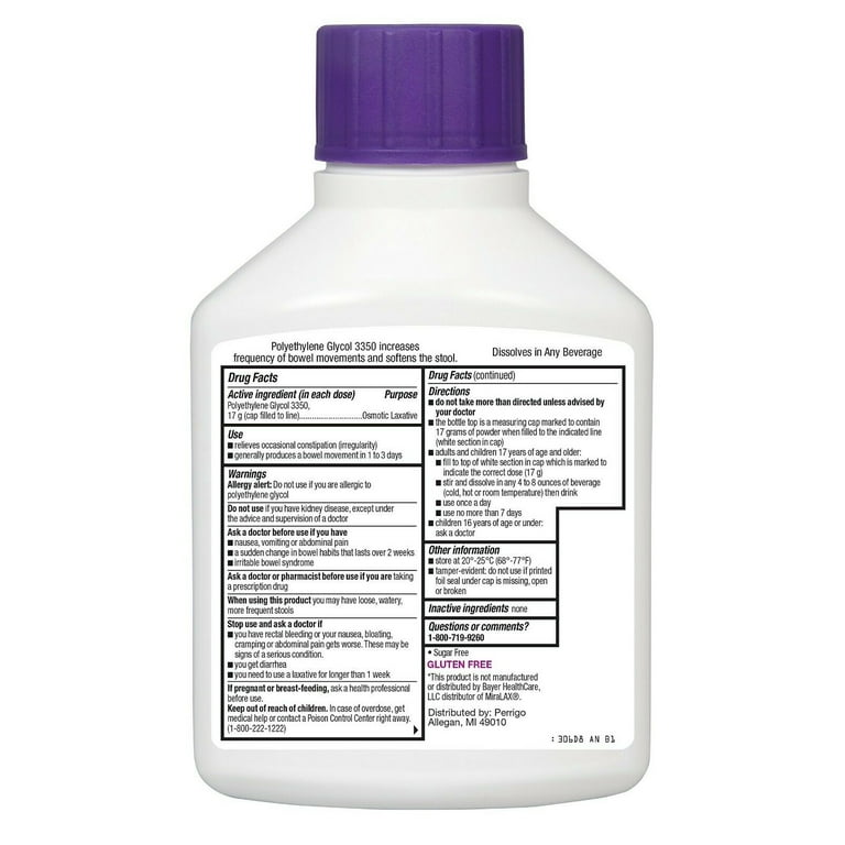 Rugby Peg 3350 Powder Polyethylene Glycol Oz 14 Daily Dose